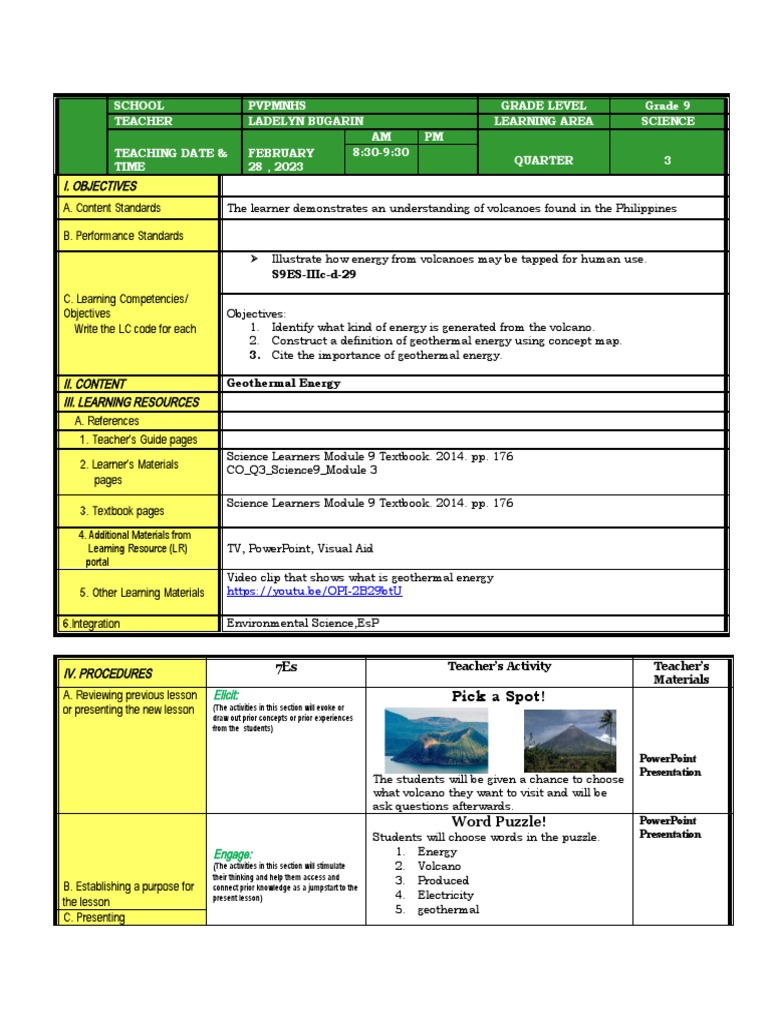Geothermal-Energy-Day-1-Ma'am Ladelyn | PDF | Learning | Teachers