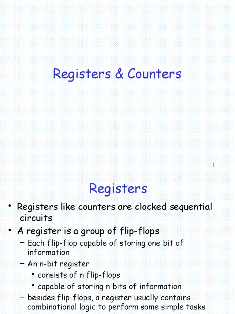 Registers and Counters | PDF | Electrical Circuits | Computer Data