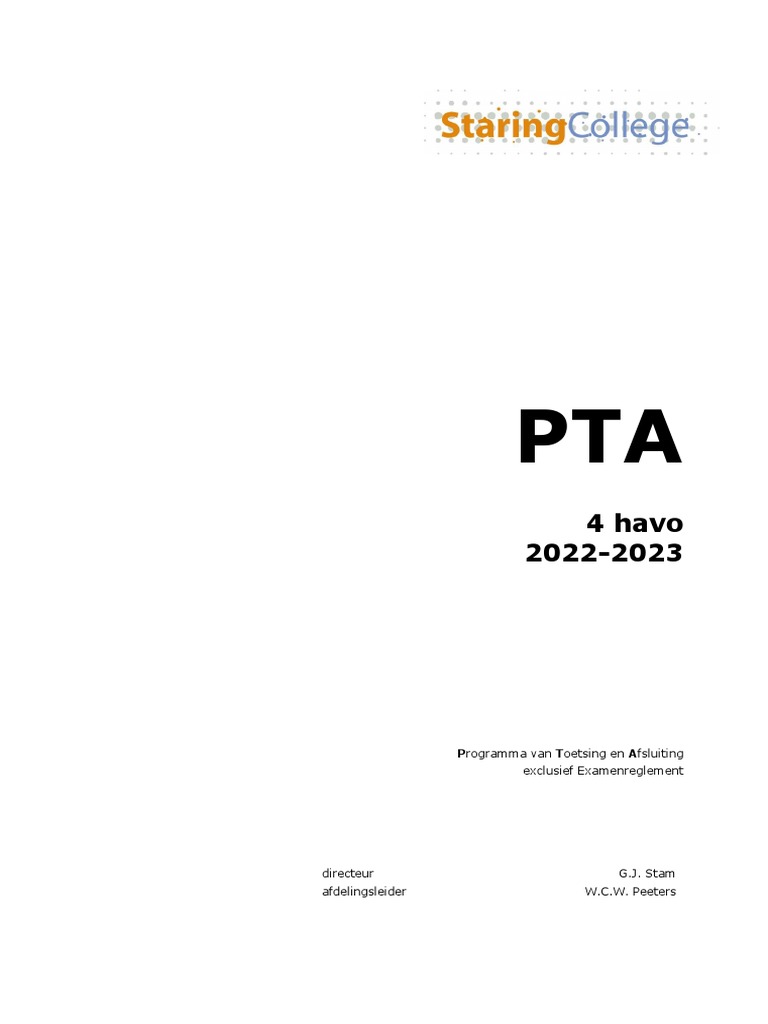 4 Havo 2022-2023: Exclusief Examenreglement | PDF