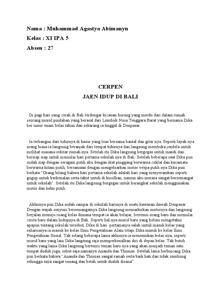 27 - Agastya Abimanyu (CERPEN) | PDF