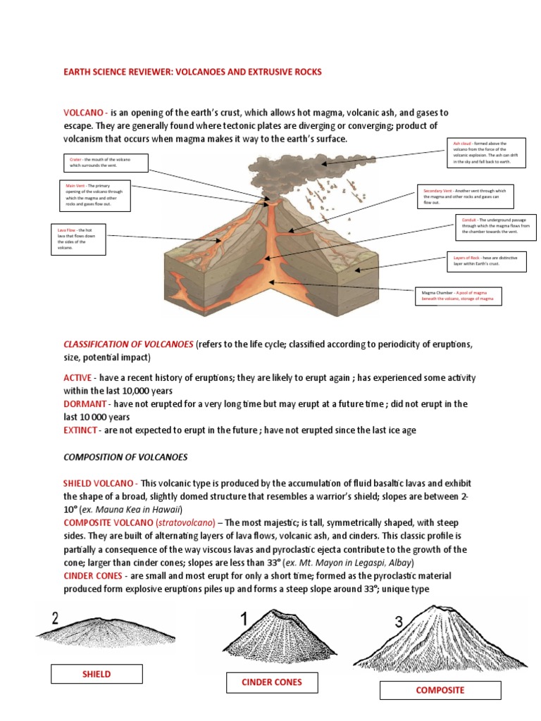 Earth Science Reviewer | PDF | Volcano | Types Of Volcanic Eruptions