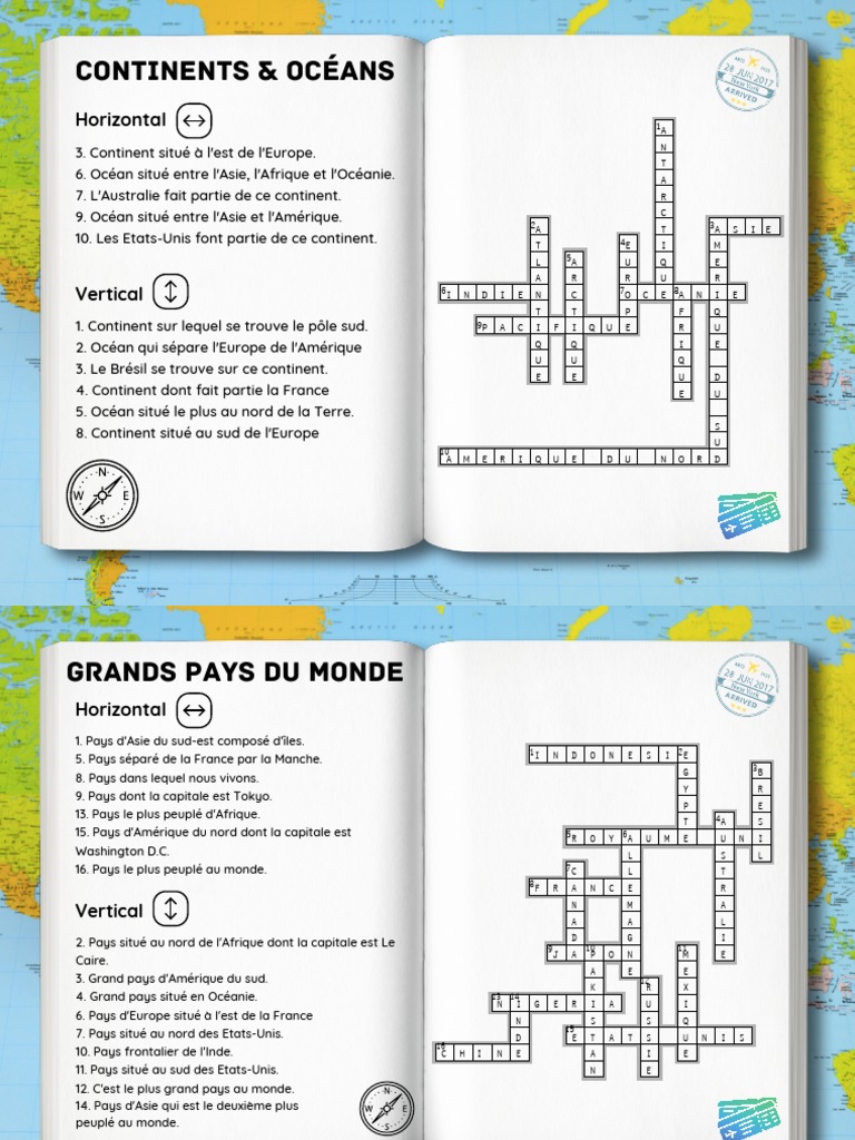 Mots Croisés : Continents et Pays | PDF | Continent | Asie