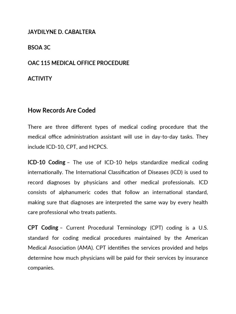 Medical Coding and Record Keeping Guide | PDF | Medical Record | Public ...