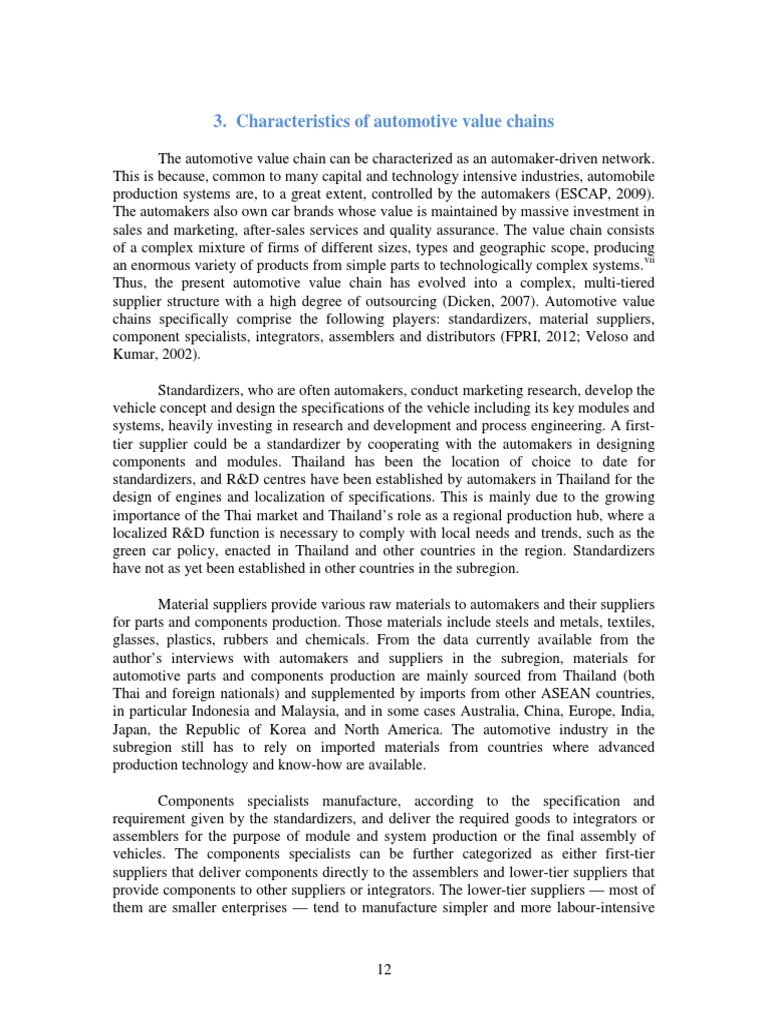 Characteristics of Automotive Value Chains | PDF