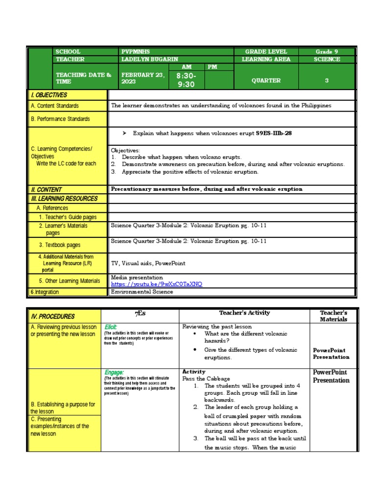 Lesson Plan 4 | PDF | Volcano | Learning