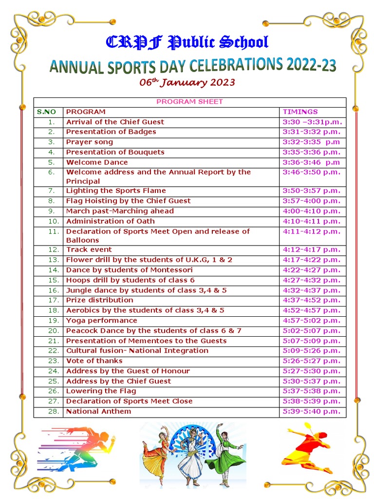 Final Sports Day Program Sheet | PDF