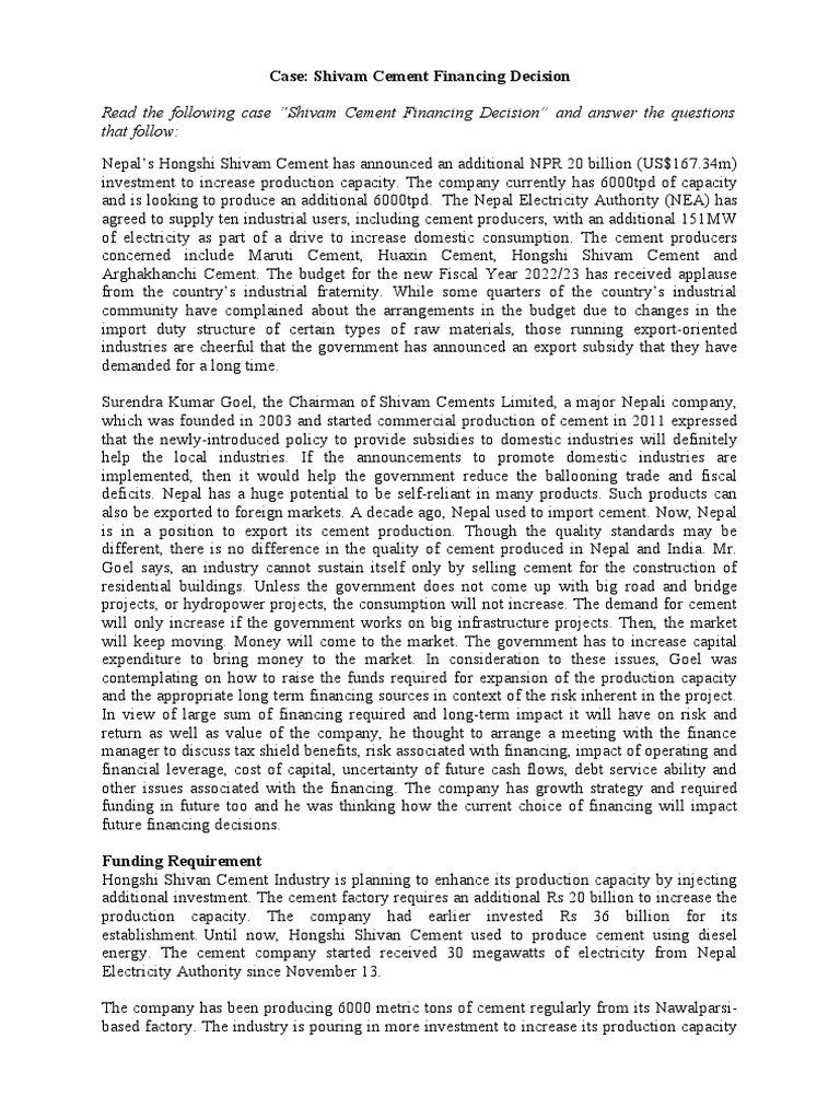 Hongshi Cement Case | PDF | Capital Structure | Convertible Bond