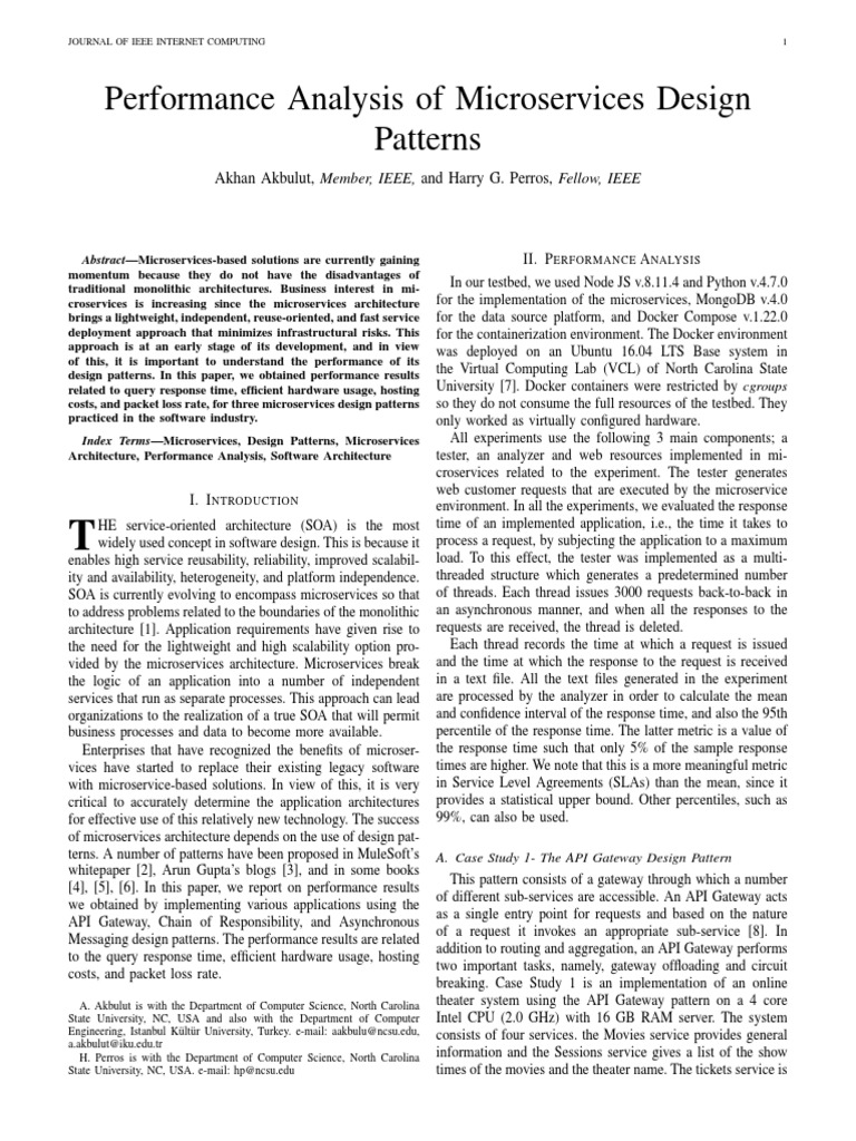 Performance Analysis of Microservices Design Patterns | PDF