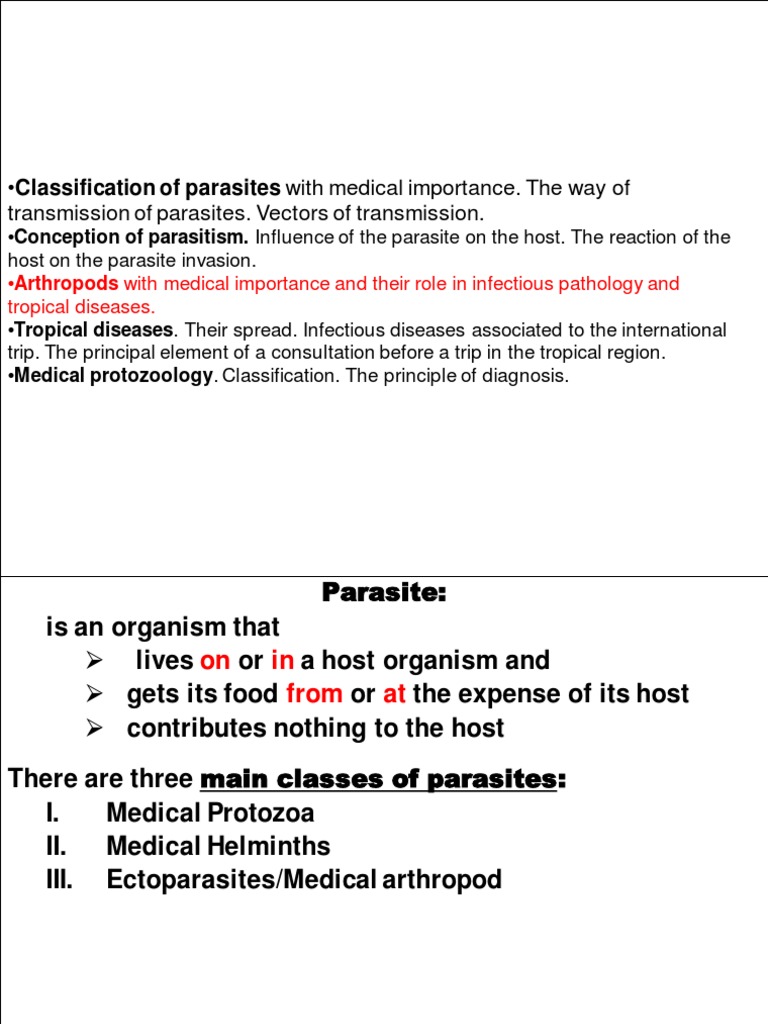 Classification of Parasites With Medical Importance. The Way of ...