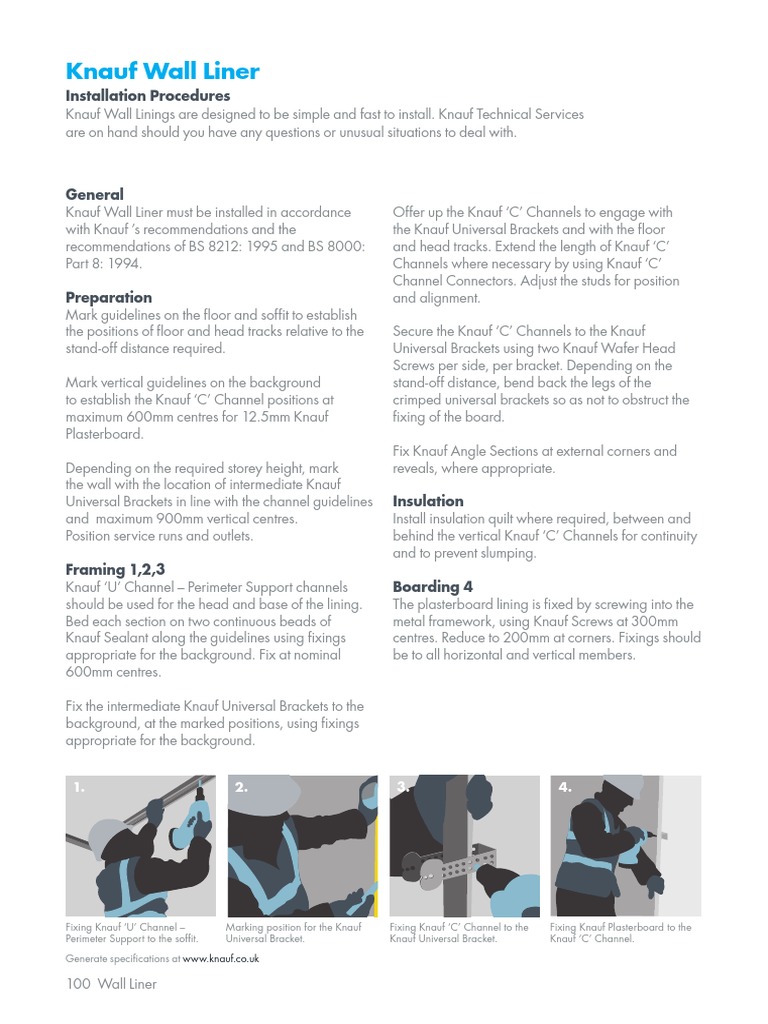 Knauf Wall Liner Installation Guide | PDF | Manufactured Goods | Components