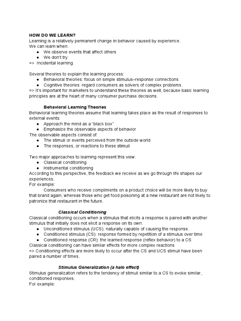 (Brief) Chapter 4 | PDF | Classical Conditioning | Reinforcement