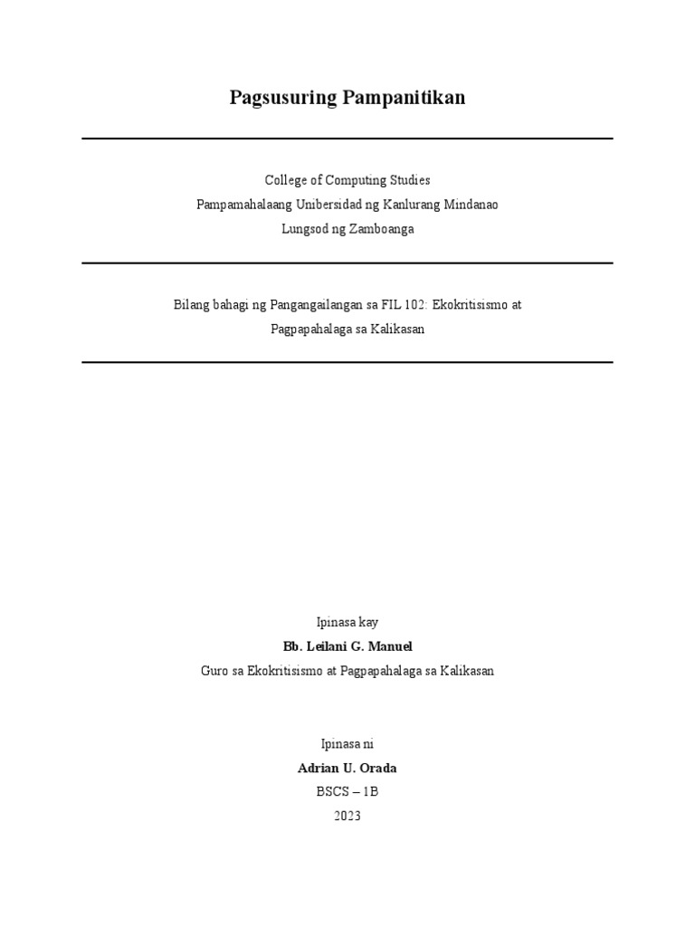 Pagsusuring Pampanitikan | PDF Pagsusuring Pampanitikan | PDF