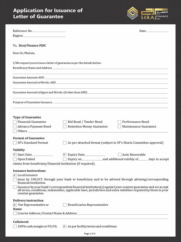 Guarantee Application Form | PDF | Guarantee | Banks