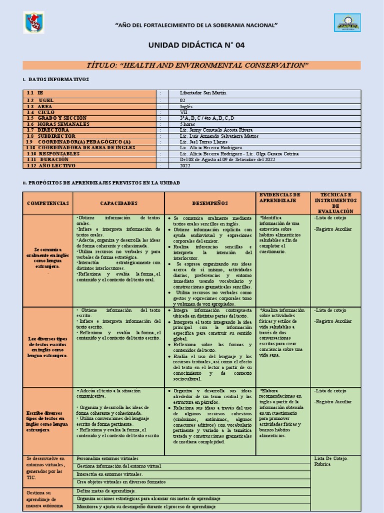 Unidad Didáctica 4 - Bimestre Iii | PDF | Aprendizaje | Cognición