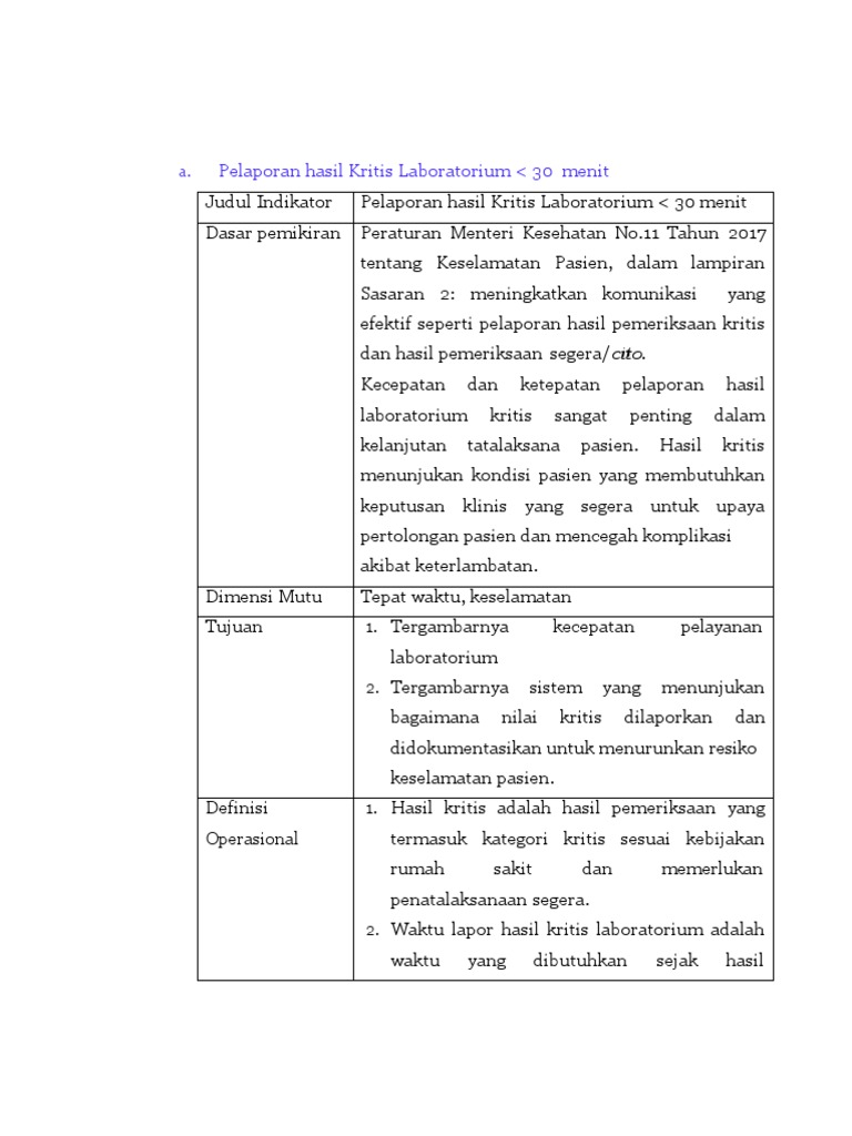 Pelaporan Hasil Kritis Laboratorium | PDF