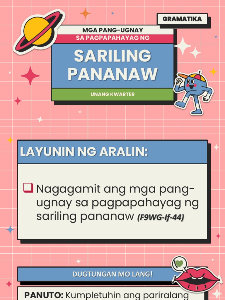 Mga Pang-Ugnay Sa Pagpapahayag NG Sariling Pananaw | PDF