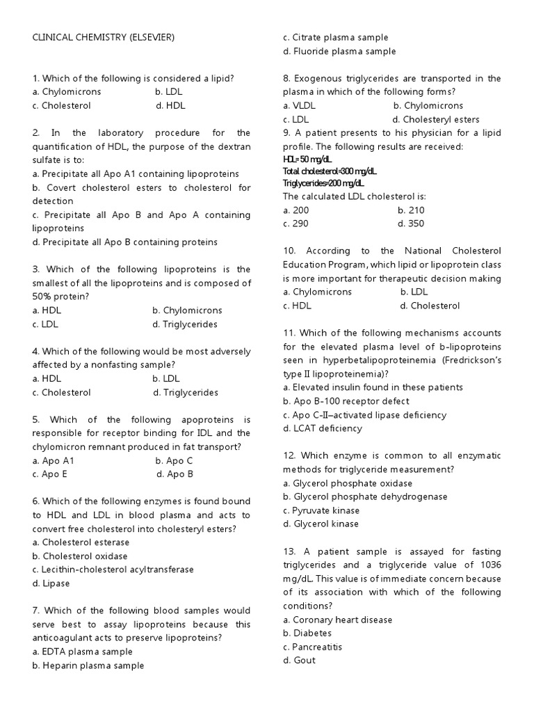 CLINICAL CHEMISTRY (ELSEVIER) | PDF | High Density Lipoprotein ...