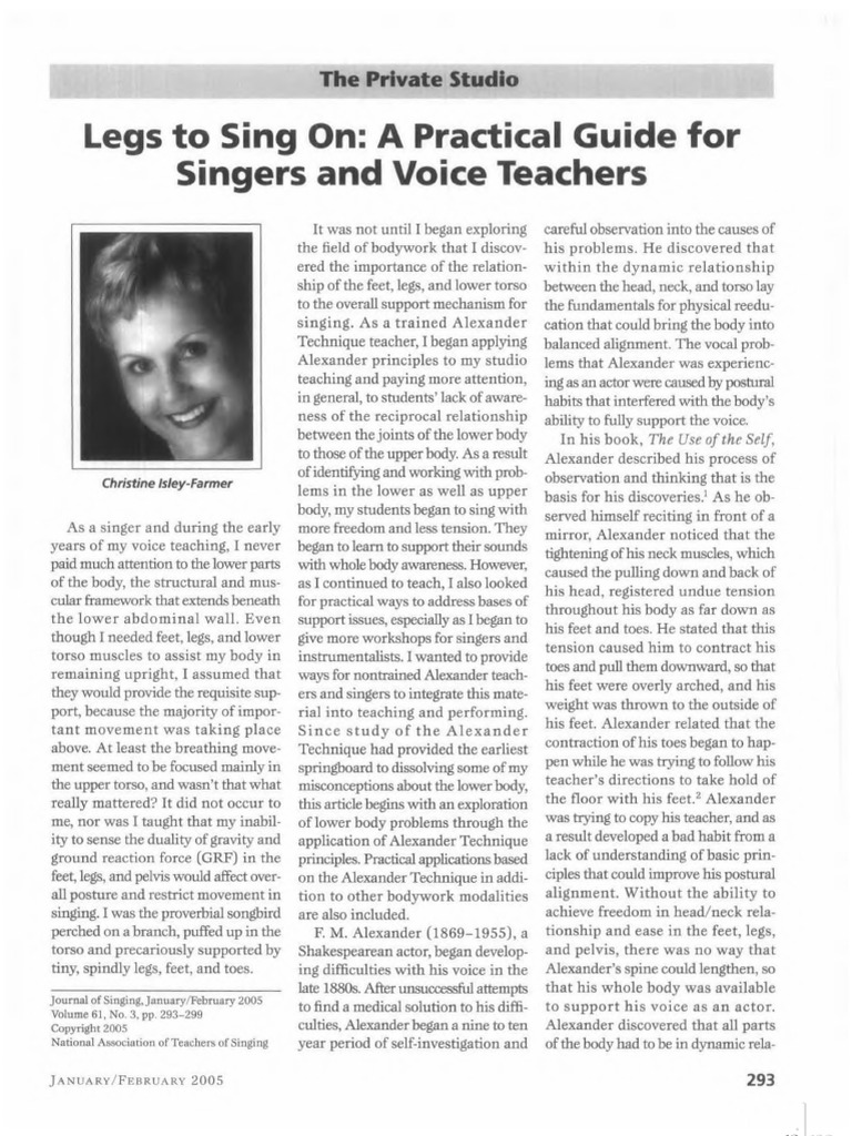Legs To Sing On: A Practical Guide For Singers and Voice Teachers | PDF ...