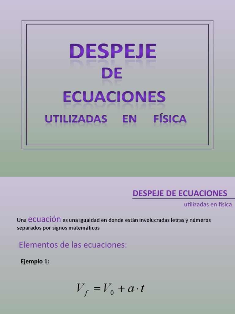 Despejar Ecuaciones | PDF | Ecuaciones | Variable (Matemáticas)