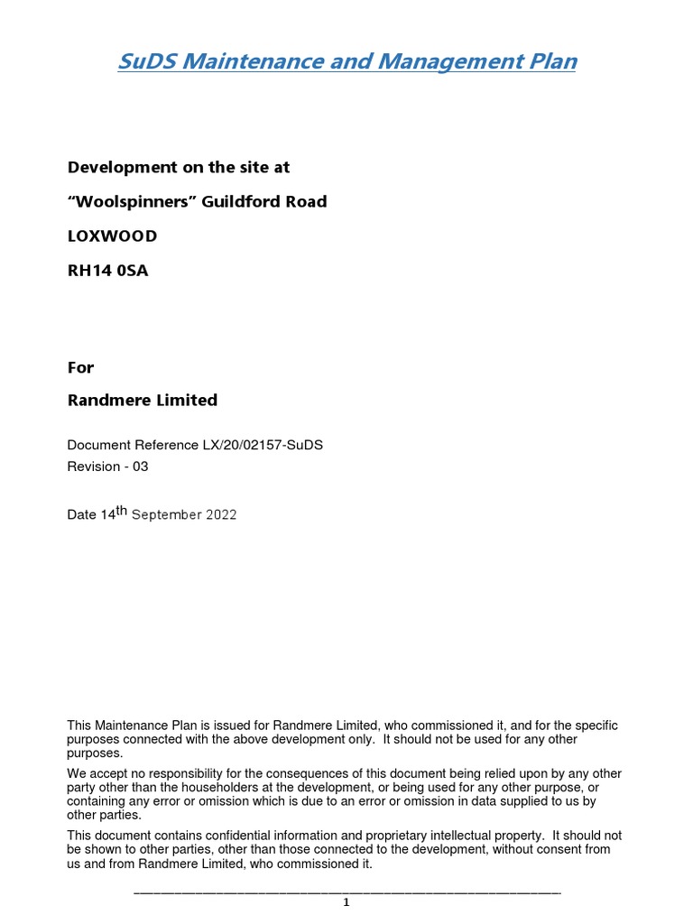 SuDS Maintenance and Management Plan Revision 03 | PDF | Stormwater ...
