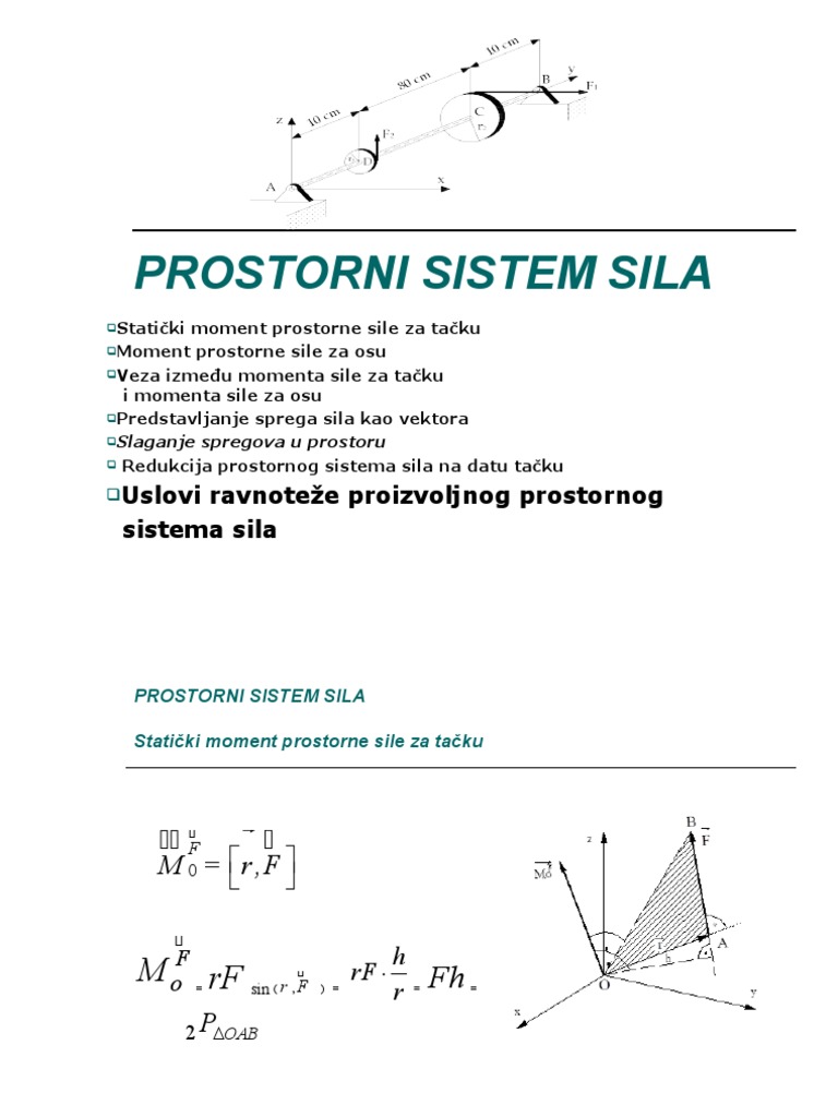 Predavanje 6-Prostorni Sistem Sila | PDF