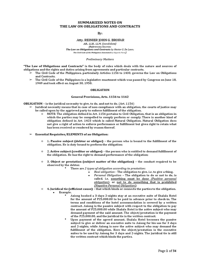 Obligation and Contract | PDF | Private Law | Common Law