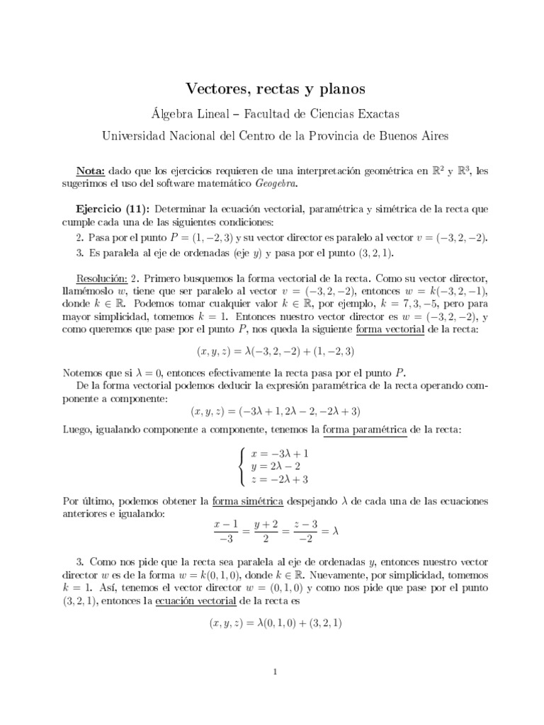 Vectores, Rectas y Planos. Ejercicios - 10-17 | PDF | Vector Euclidiano | Geometria plana)