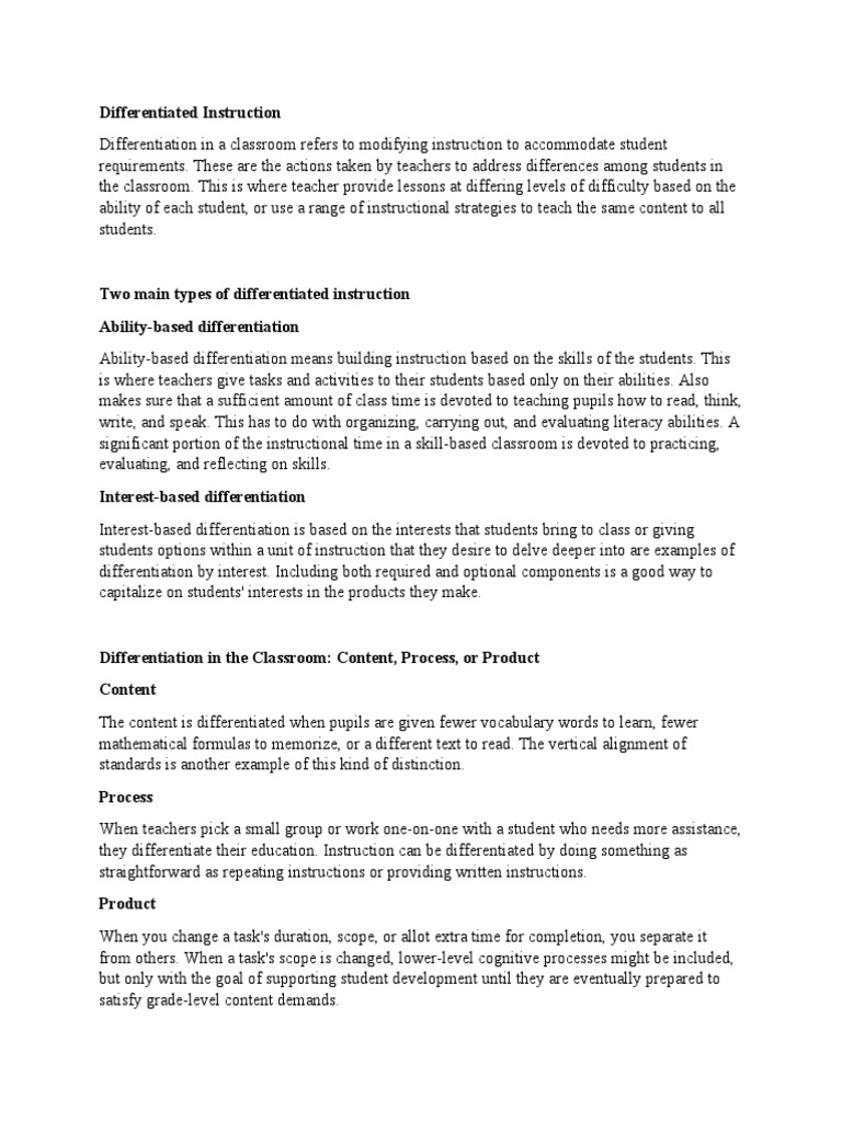 Differentiated Instruction | PDF
