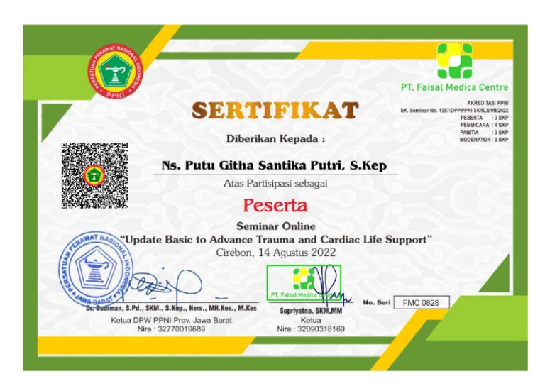 Sertifikat Update Basic To Advance Trauma and Cardiac Life Support | PDF
