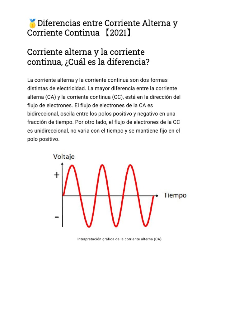 ?Diferencias entre Corriente Alterna y Corriente Continua 【2021 | PDF | Corriente eléctrica ...