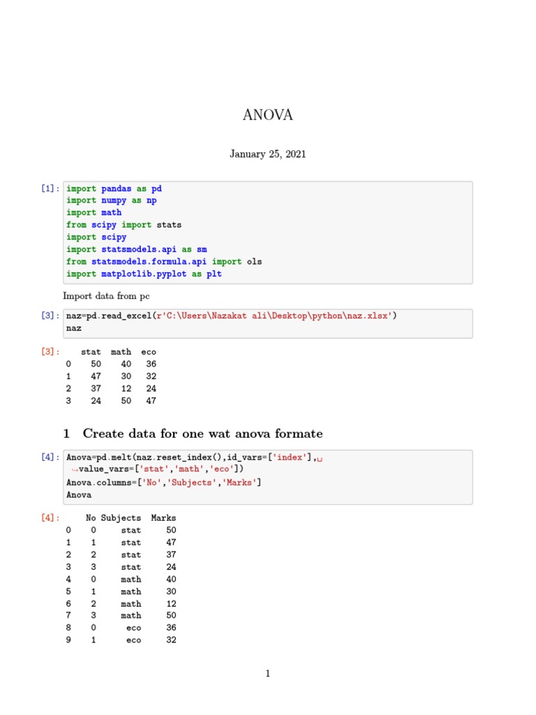 Anova Pdf Coefficient Of Determination Errors And Residuals