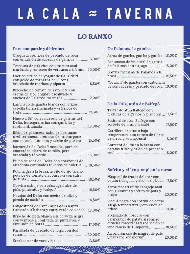 Carta La Cala - Es | PDF | Cocinando | Cocina occidental