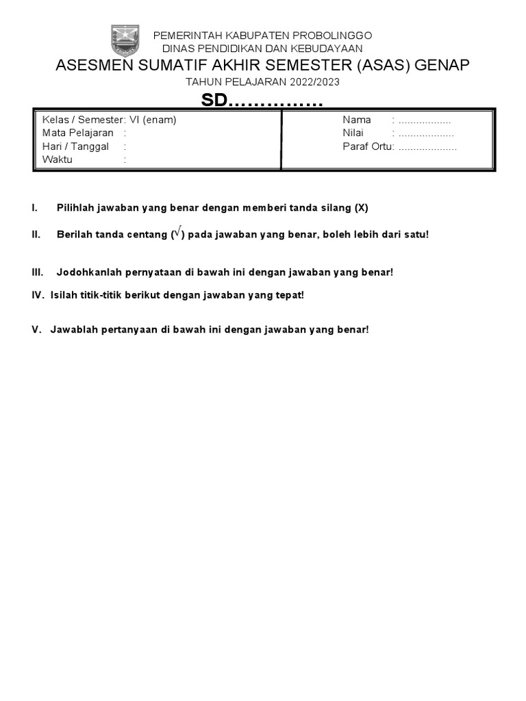 Contoh Kop Soal | PDF