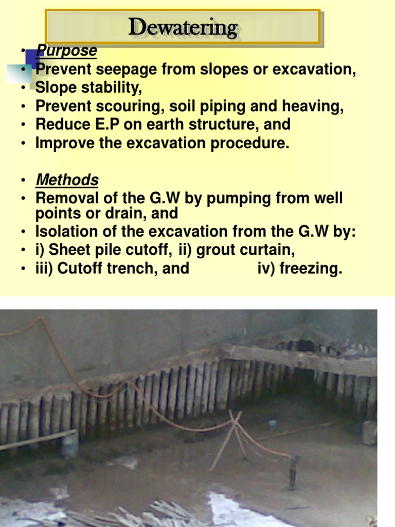 Dewatering: Points or Drain, and | PDF | Deep Foundation | Soil Mechanics
