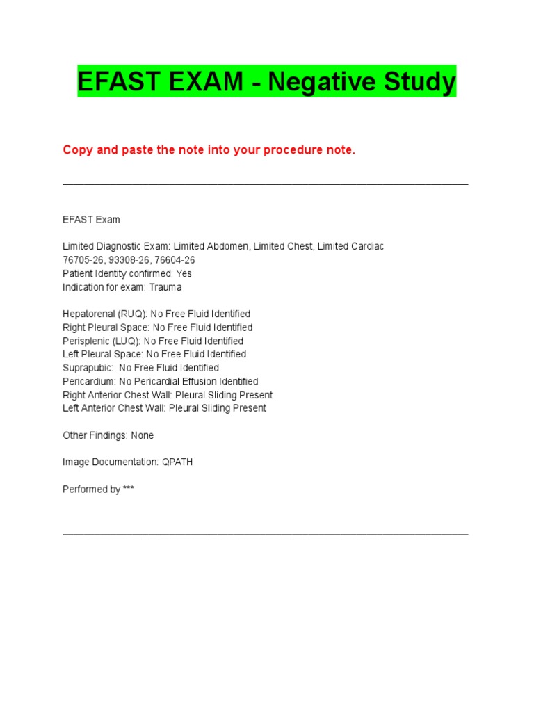 Note EFAST - Negative Study | PDF
