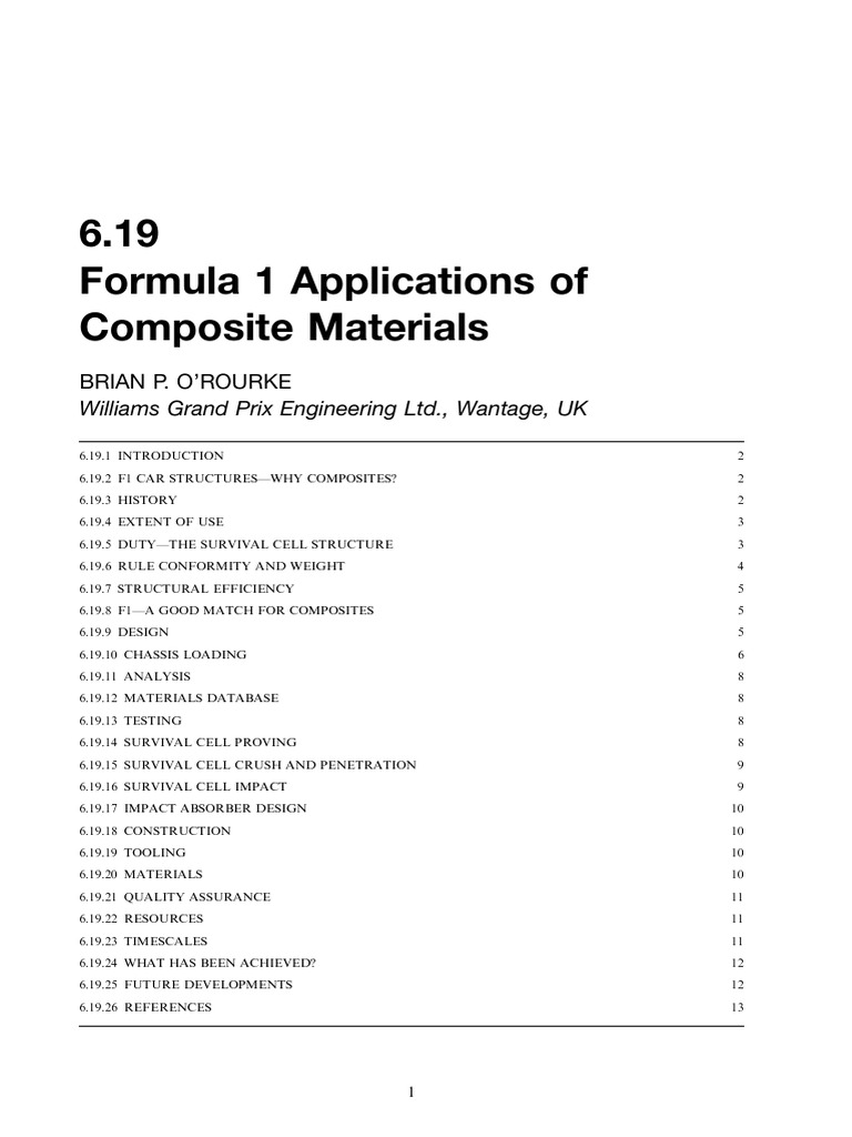 Use of Composite Materials in F1 | PDF