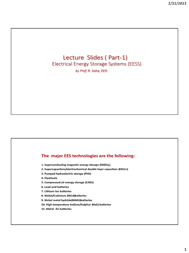 Lecture Slides (Part-1) : Electrical Energy Storage Systems (EESS ...
