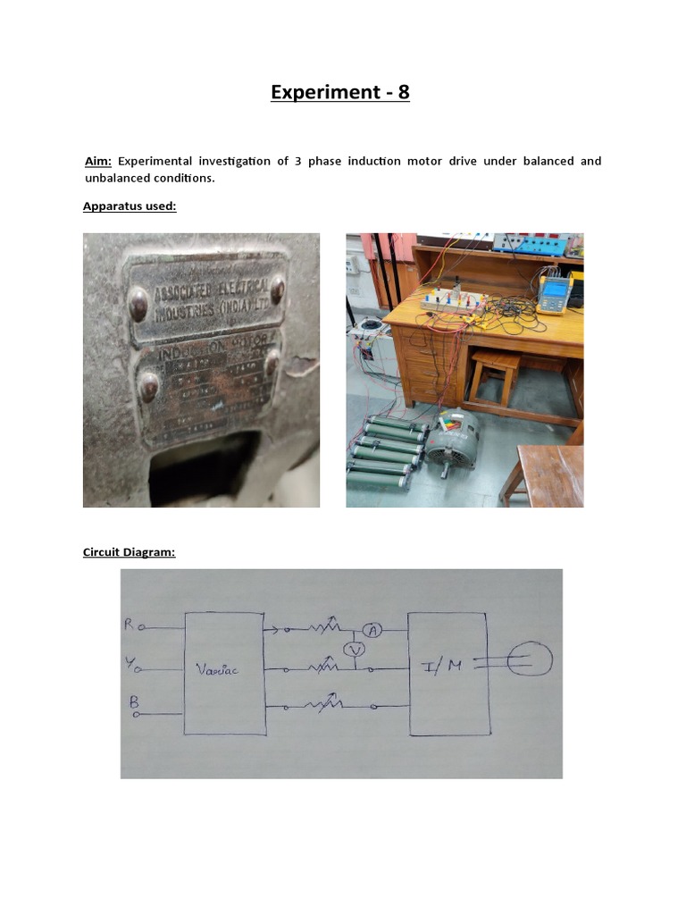 Experiment - 8: Aim: Experimental Investigation of 3 Phase Induction ...