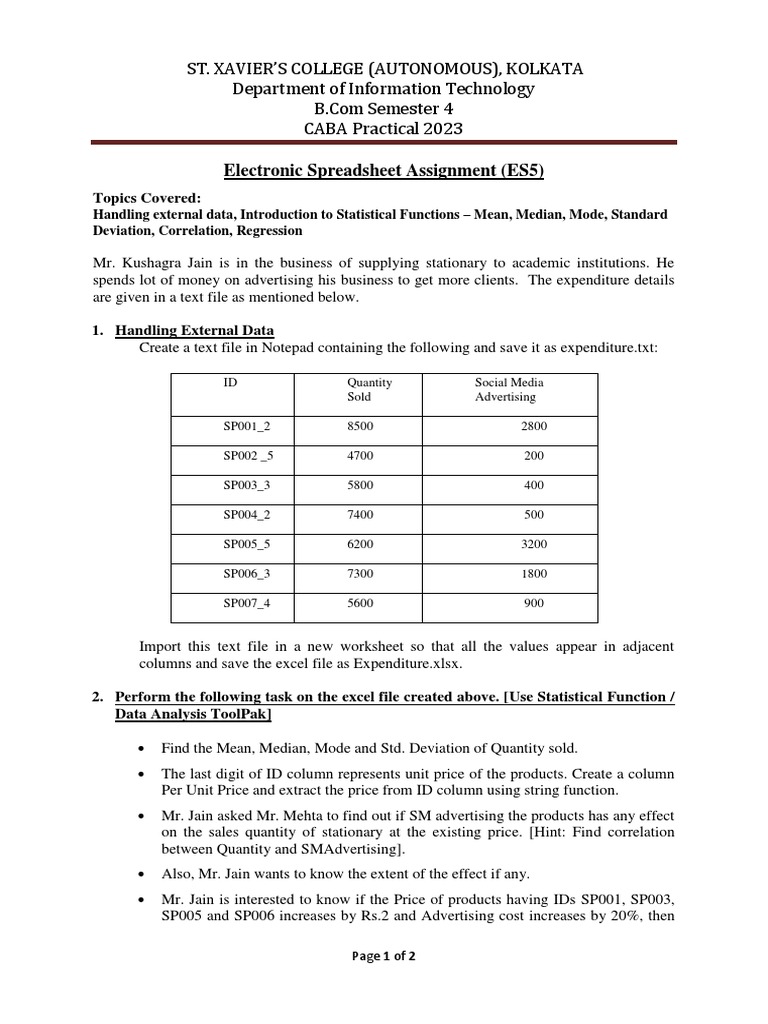 BCom Excel5 Assignment 23 | PDF | Microsoft Excel | Computing