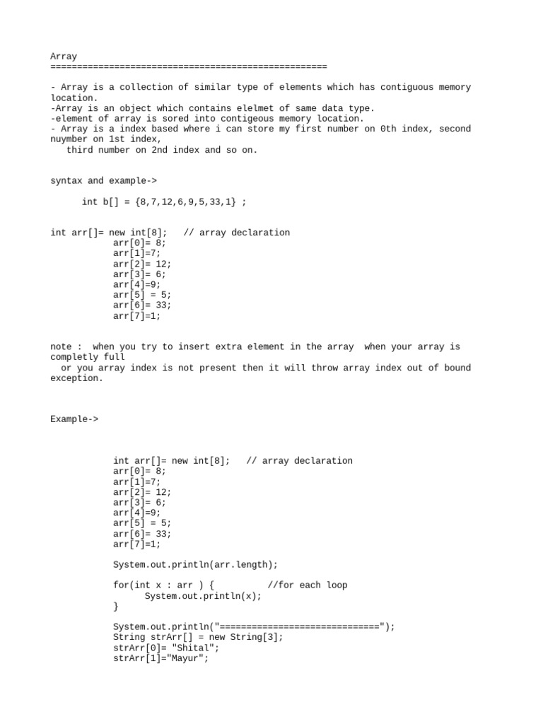 Array Java Pdf