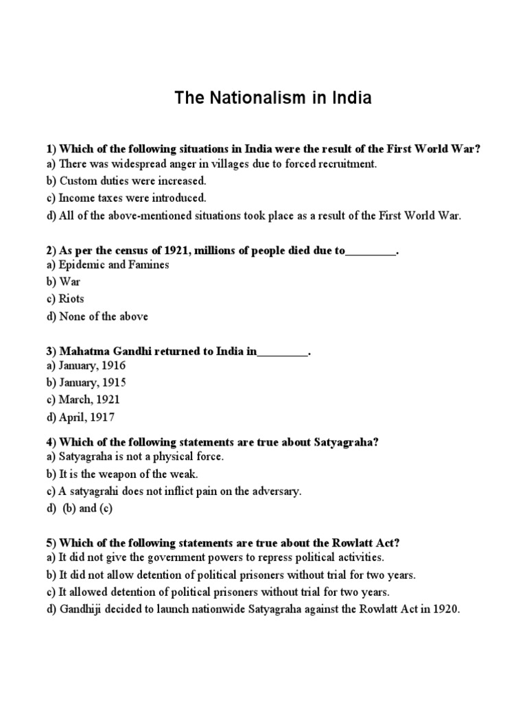 The Nationalism in India | PDF | Mahatma Gandhi | Colonial India
