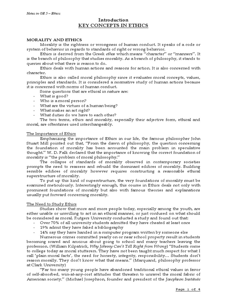 Key Concepts In Ethics Pdf Morality Social Institutions