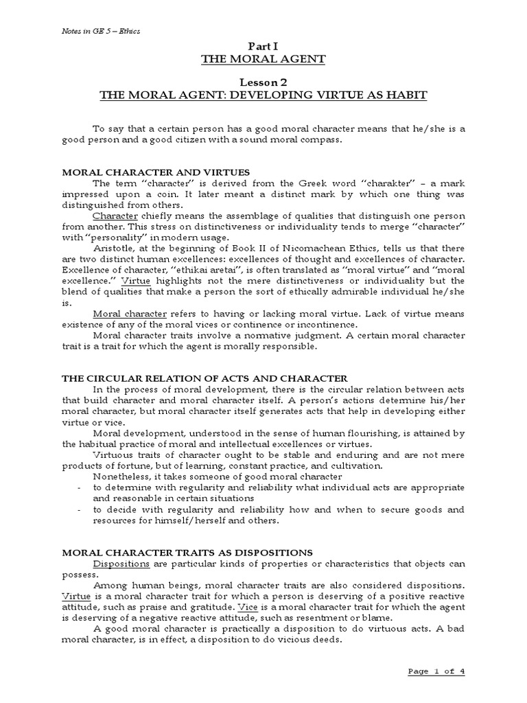 1.2 The Moral Agent | PDF | Virtue | Conscience