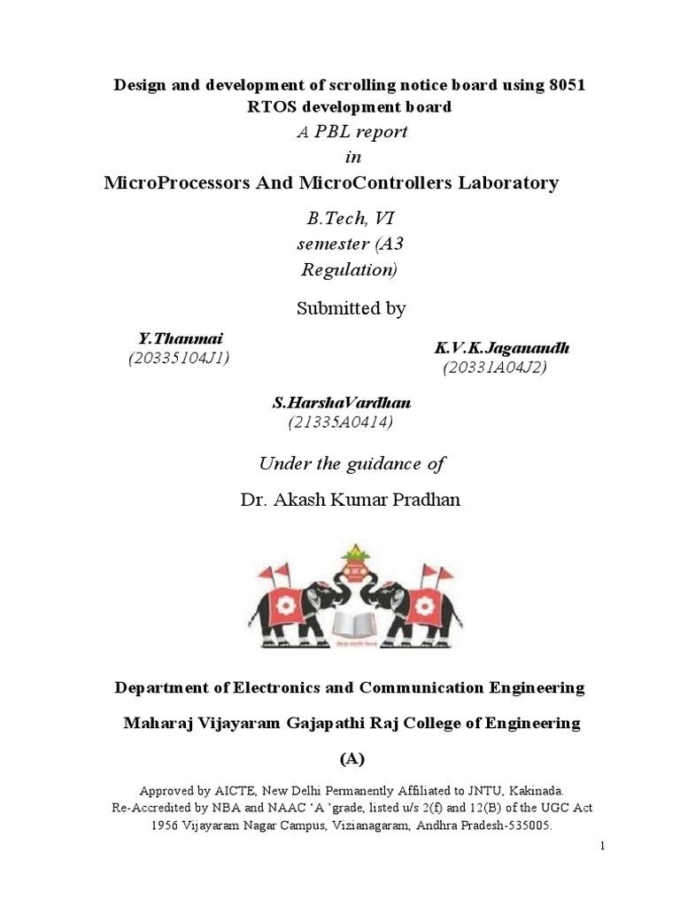 Report On Scrolling Led Board Using 8051 | PDF