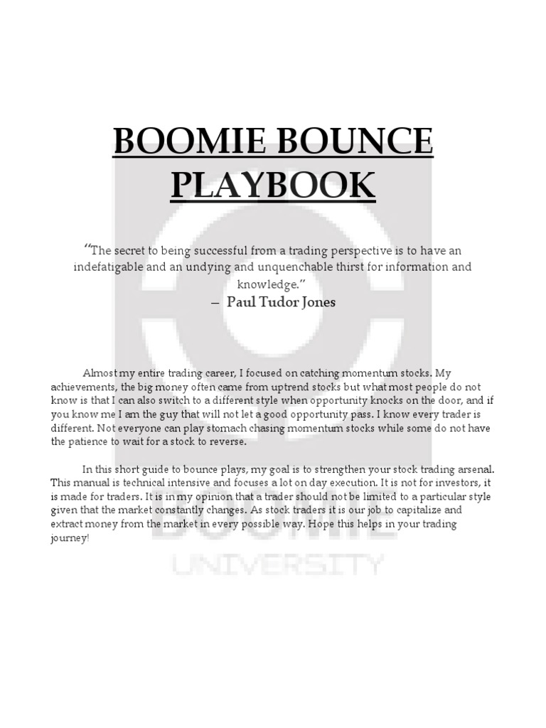 Boomie Bounce Playbook | PDF | Day Trading | Business