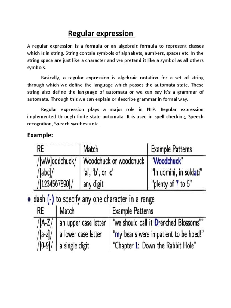 Regular Expression: Example | PDF