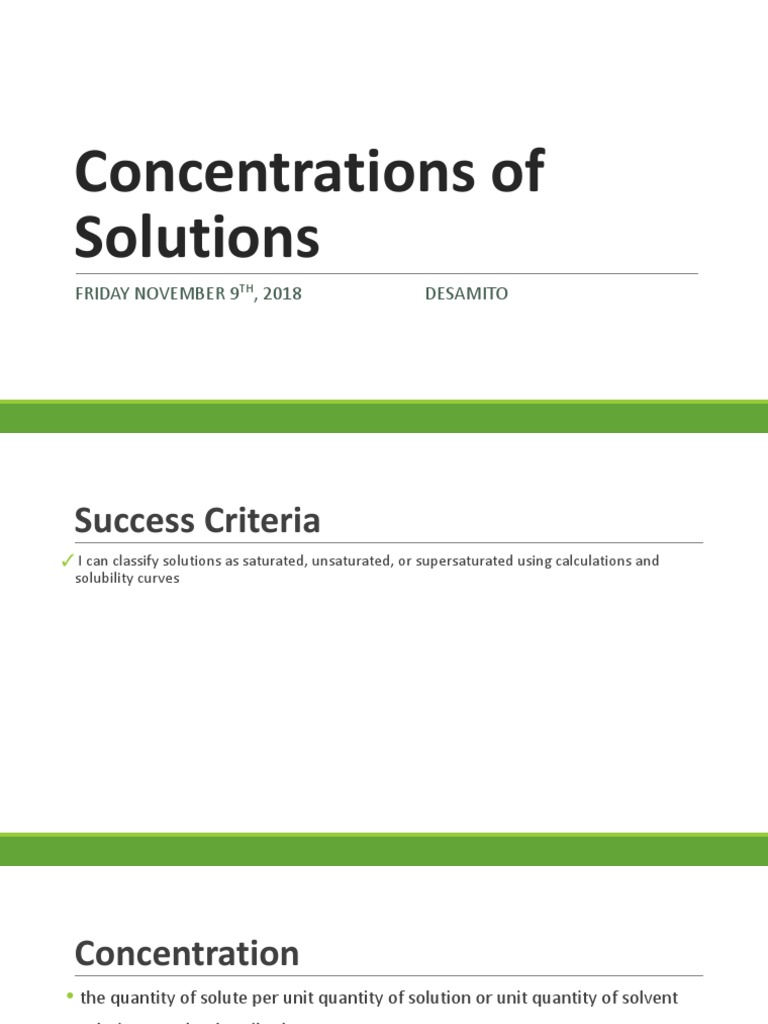 Concentrations of Solutions | PDF