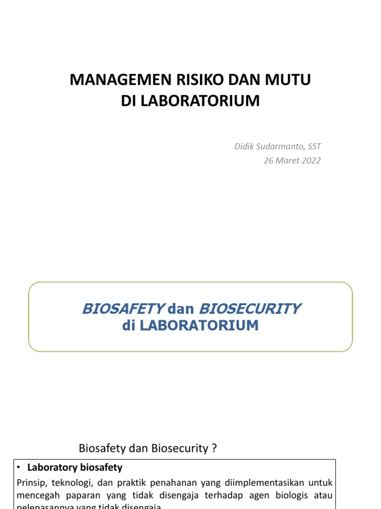 Managemen Resiko Dan Mutu Di Laboratorium | PDF