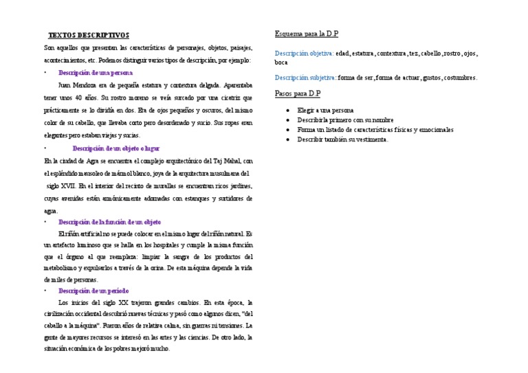 Guía de Textos Descriptivos | PDF