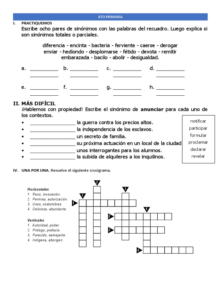 Ficha de Sinonimos | PDF